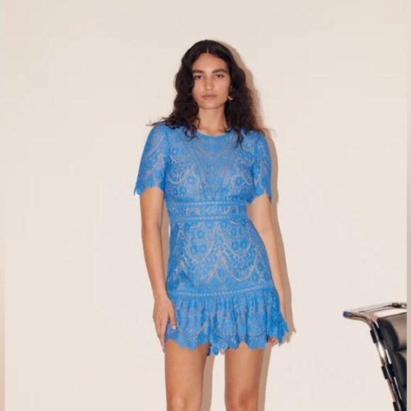 SAYLOR | Dresses | Saylor Mini Darian Dress In Blue Lace L | Poshmark